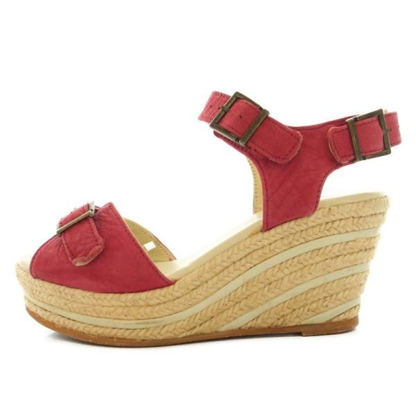 コレクションプリヴェ collection PRIVEE? エスパドリーユサンダル レザー 35 21.5cm 赤 レッド /☆K レディース【表記サイズ】35（21.5cm）【実寸サイズ】ヒールの高さ：7.5cm　最大幅：7cm　　【色】...