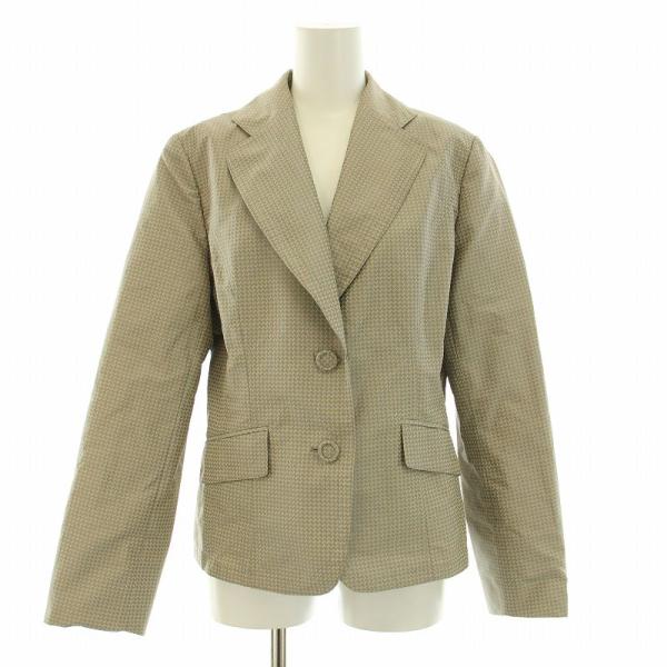 セシオセラ CECI OU CELA テーラードジャケット アウター 背抜き シングル ショート丈 総柄 40 L グレー ベージュ【表記サイズ】40（日本サイズL相当）【実寸サイズ】肩幅：約39cm　身幅：約51cm　袖丈：約59.5cm...