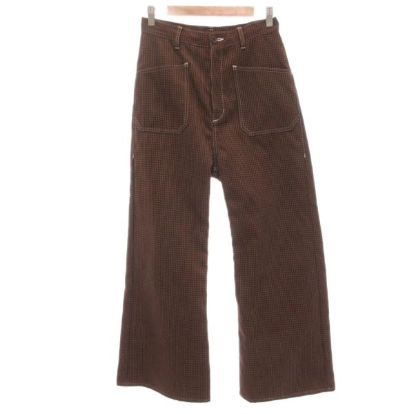 未使用品 トラント 44 TRENT タグ付き CHECK BAGGIE PANT バギーパンツ F ブラウンチェック /UO ■GY52 レディース【表記サイズ】FREE【実寸サイズ】ウエスト：70cm　もも幅：27cm　裾幅：30cm　...