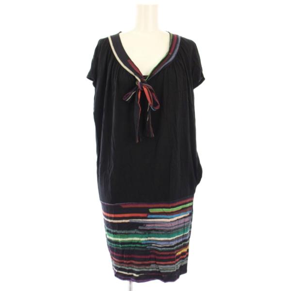 ポールバイポールスミス Paul by PAUL SMITH ワンピース 半袖 総柄 ミニ M 黒 CKKPSIA6619 /TK ▲H レディース【ブランド】ポールバイポールスミス Paul by PAUL SMITH【表記サイズ】M（B...