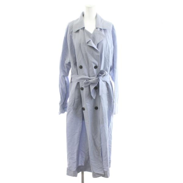 アイシービー iCB スプリングコート ロング丈 麻 リネン混 42 青 ブルー /AN28 ■MA レディース【ブランド】アイシービー iCB【表記サイズ】42【実寸サイズ】身幅：約60cm　着丈：約120cm　ゆき丈：約84cm　　【素...