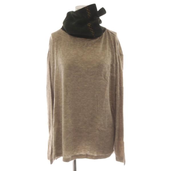 未使用品 アミナ Amina ニット セーター カーキ ベージュ 長袖 ボタン付き変形ネック /AN51 ■MA レディース【ブランド】アミナ Amina【表記サイズ】サイズ表記なし(実寸サイズをご参考ください。)【実寸サイズ】身幅：約57...
