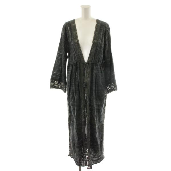 サラマリカ sara mallika ワンピース M 黒 ブラック レース柄 Vネック 長袖 020481127 /AN65 ■MA レディース【表記サイズ】サイズ表記なし(実寸サイズをご参考ください。)【実寸サイズ】肩幅：約42cm　身幅...