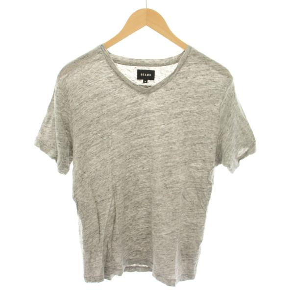ビームス BEAMS フランダース リネン FLANDERS LINEN Tシャツ カットソー Vネック 半袖 麻 リネン M グレー 11-04-0843-048 ■MA メンズ【ブランド】ビームス BEAMS【表記サイズ】M【実寸サイズ...