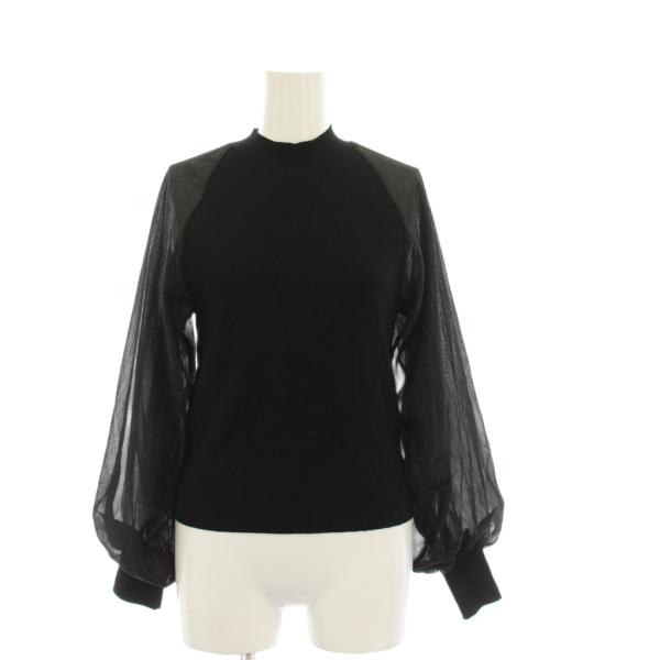 ヘユム HEYUMM ニット セーター シアー 袖切替 長袖 One 黒 /YM ■MA レディース【表記サイズ】One【実寸サイズ】身幅：37cm　着丈：48cm　ゆき丈：75cm　　【素材】本体 レーヨン、ポリエステル　リブ レーヨン、...