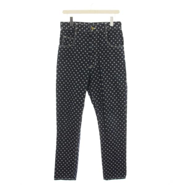 メルシーボークー mercibeaucoup ドット柄デニムパンツ サルエル 1 紺 /YM ■MA レディース【ブランド】メルシーボークー mercibeaucoup【表記サイズ】1【実寸サイズ】ウエスト：74cm　もも幅：26cm　裾幅...