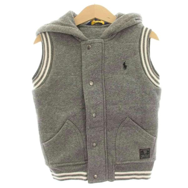 ポロ ラルフローレン POLO RALPH LAUREN 子供服 中綿ベスト 4 グレー フード付き ジップアップ ライン入り スモールポニー【ブランド】ポロ ラルフローレン POLO RALPH LAUREN【表記サイズ】4【実寸サイズ】...