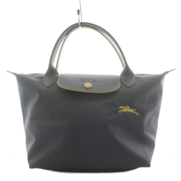 ロンシャン LONGCHAMP ハンドバッグ トートバッグ ロゴ ナイロン レザー グレー 黄 イエロー /AN6 ■MA レディース【ブランド】ロンシャン LONGCHAMP【実寸サイズ】持ち手の長さ：約32cm　ヨコ：約22.5〜31....