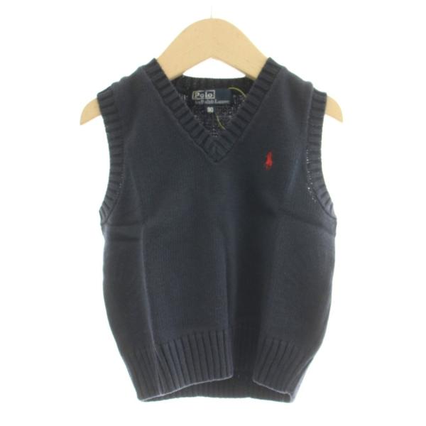 未使用品 ポロ バイ ラルフローレン Polo by Ralph Lauren ニットベスト プルオーバー Vネック 刺繍 90cm 紺 ネイビー【ブランド】ポロ バイ ラルフローレン Polo by Ralph Lauren【表記サイズ】...