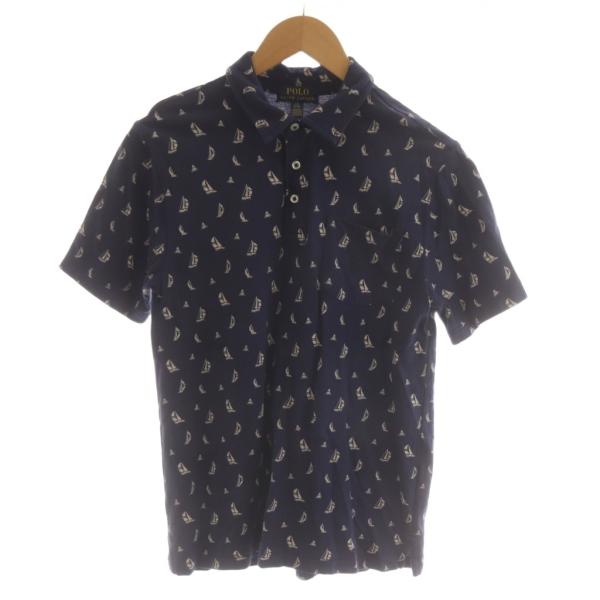 ポロ ラルフローレン POLO RALPH LAUREN ポロシャツ 半袖 総柄 L 14-16 紺 ネイビー /AN68 ■MA キッズ【ブランド】ポロ ラルフローレン POLO RALPH LAUREN【表記サイズ】L 14-16【実寸...