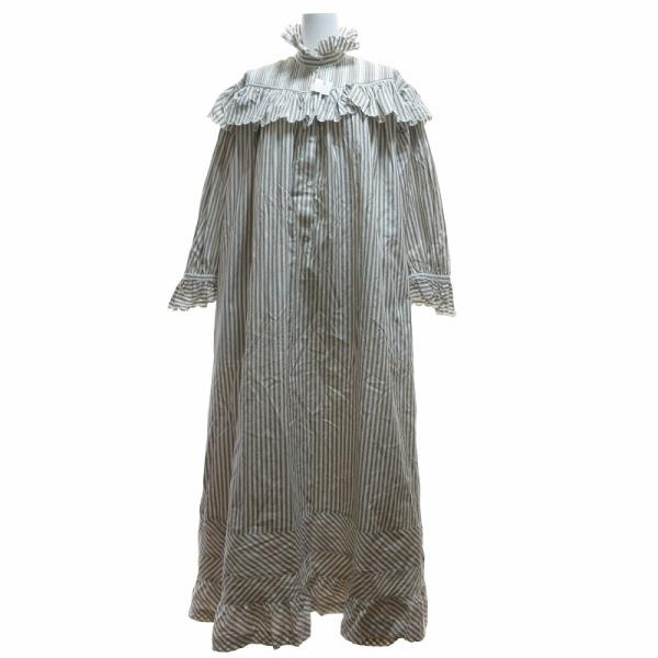 未使用品 WRYHT ライト タグ付き 22AW ヴィクトリアン フリルワンピース ロングフレアスカート オールドジョー ストライプ 茶 1 ■BL2【表記サイズ】1【実寸サイズ】肩幅：49cm　身幅：61cm　袖丈：53cm　総丈：122...