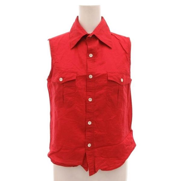 テンダンス パーレイビームス tendance par Ray BEAMS ノースリーブシャツ ブラウス リネン 麻 赤 レッド /FF ■MET1 レディース【ブランド】テンダンス パーレイビームス tendance par Ray BE...