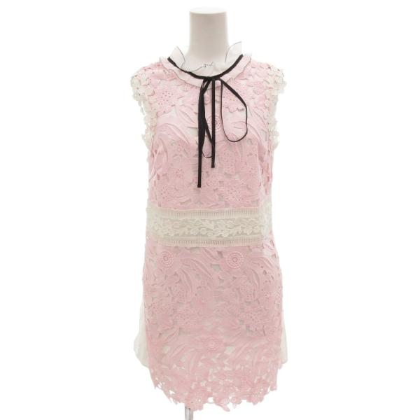 セルフポートレイト self-portrait 近年モデル watteau レースミニドレス ワンピース リボン ノースリーブ 0 ピンク /FF レディース【ブランド】セルフポートレイト self-portrait【表記サイズ】0【実寸サ...