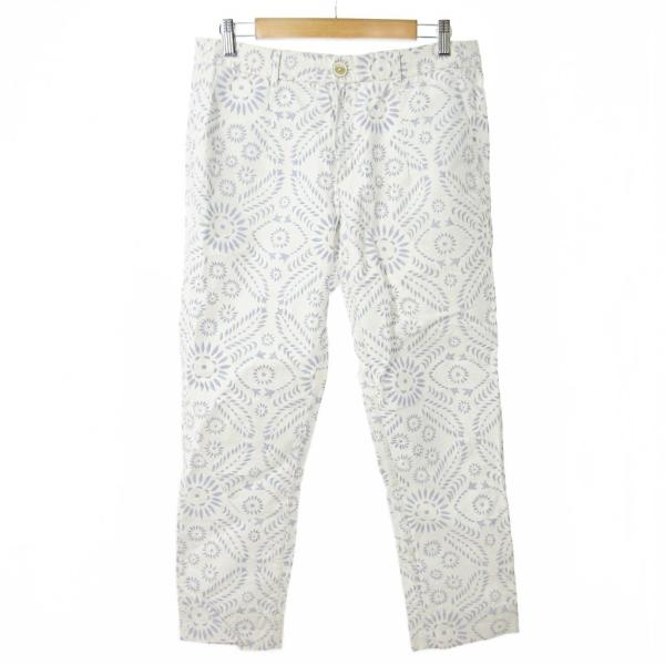 ティエリーコルソン Thierry Colson 総柄 カジュアル パンツ L 白 ホワイト 1001 レディース【表記サイズ】L【実寸サイズ】ウエスト：約82cm　もも幅：約29cm　裾幅：約17cm　股上：約23cm　股下：約68cm　...