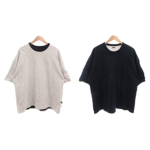 ノーティカ NAUTICA TOO BIG リバーシブル Tシャツ XL 半袖 クルーネック 紺 ネイビー グレー /GV メンズ【ブランド】ノーティカ NAUTICA【表記サイズ】XL【実寸サイズ】肩幅：65cm　身幅：65cm　着丈：7...