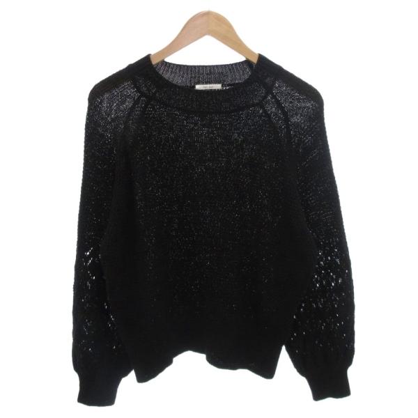 bul bul バルバル ローゲージニット メッシュ 長袖 麻 リネン 黒 ブラック /FF レディース【表記サイズ】サイズ表記はございませんので、実寸サイズを参考によろしくお願いします【実寸サイズ】身幅：52cm　着丈：56cm　ゆき丈：...