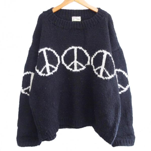 マクマーンウーレン Mcmachon Woolen ピースマーク ニット セーター ウール クルーネック 黒 ブラック 1215 メンズ【表記サイズ】表記サイズなし(実寸サイズを参考にしてください。)【実寸サイズ】身幅：66cm　着丈：67...