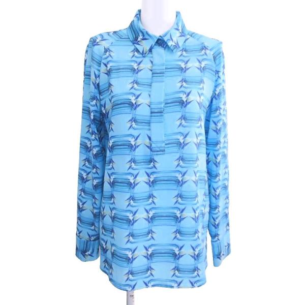 アドルフォドミンゲス ADOLFO DOMINGUEZ 美品 チュニックシャツ 総柄 プルオーバー ストレッチ 長袖 38 約S 青 ブルー 系【ブランド】アドルフォドミンゲス ADOLFO DOMINGUEZ【表記サイズ】38（日本サイズ...