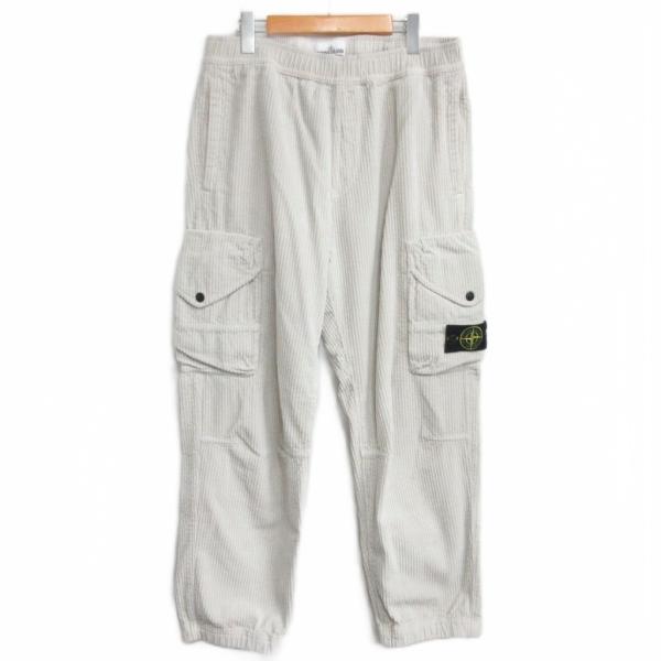 ストーンアイランド 美品 23AW ガーメントダイ コットンコーデュロイ カーゴパンツ コンパスロゴ 33 白 ホワイト 791532611【ブランド】ストーンアイランド STONE ISLAND【表記サイズ】33【実寸サイズ】ウエスト：8...