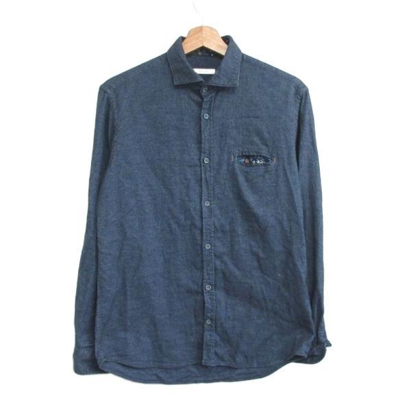PRANDI プランディ シャツコットン イタリア製 紺 ネイビー S IBO88 メンズ【表記サイズ】S【実寸サイズ】肩幅：45cm　身幅：50cm　着丈：71cm　袖丈：56cm　　【素材】綿【色】紺 ネイビー【仕様】--【状態】使用時...