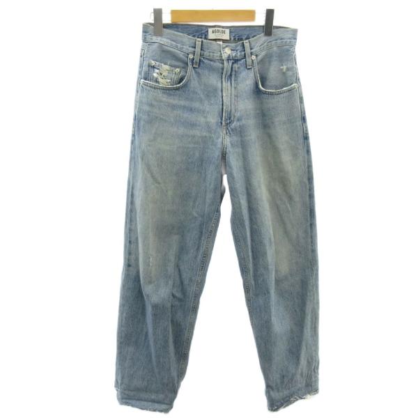 エーゴールドイー AGOLDE BAGGY バギー デニム ダメージ加工 青 ブルー 24 約Ｓ レディース【表記サイズ】24【実寸サイズ】ウエスト：72cm　もも幅：26cm　裾幅：17cm　股上：31cm　股下：67cm　　【素材】コッ...