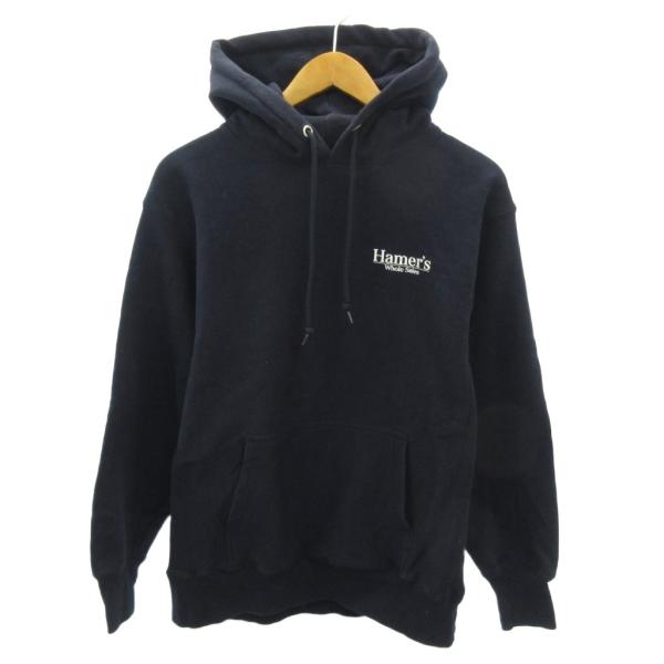 ハーマーズ ホールセールズ Hamer's Whole Sales 2023 プルオーバー パーカー フーディ ロゴ プリント L 紺 ネイビー 0130 メンズ【表記サイズ】L【実寸サイズ】肩幅：約52cm　身幅：約56cm　袖丈：約61...