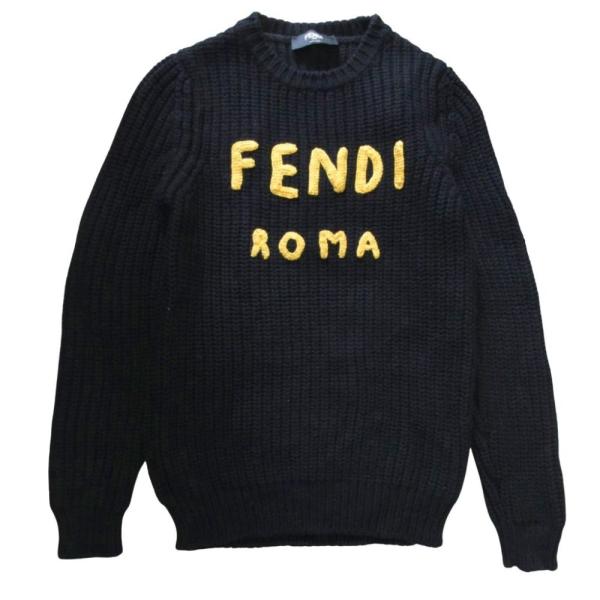フェンディ FENDI Embroidered Roma Logo Wool Knit Sweater ロゴ刺繍 ニット セーター FZZ373 AEA1 国内正規 黒 ブラック 46 ■MNK2【ブランド】フェンディ FENDI【表記サイ...