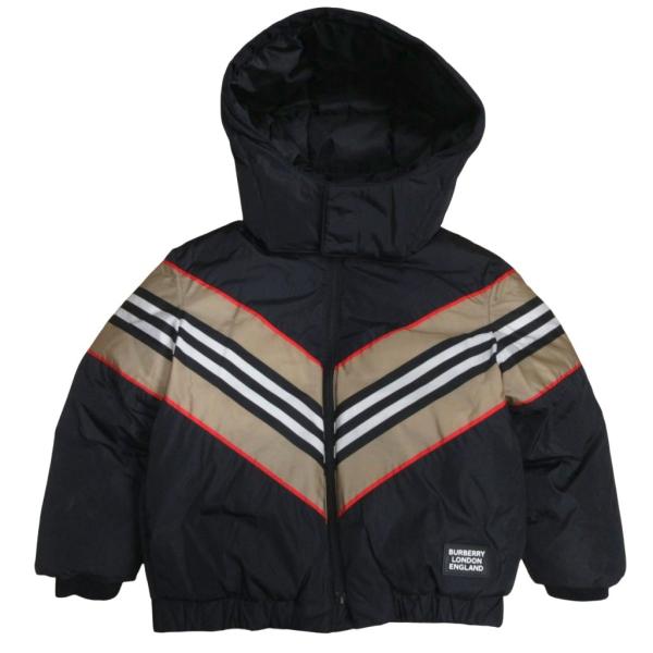 バーバリー BURBERRY チルドレンズ 現行 ダウンジャケット ノバチェック ストライプ 4Y 104cm 黒 ブラック ■MNK5 キッズ【ブランド】バーバリー BURBERRY【表記サイズ】4Y 104cm【実寸サイズ】肩幅：35c...