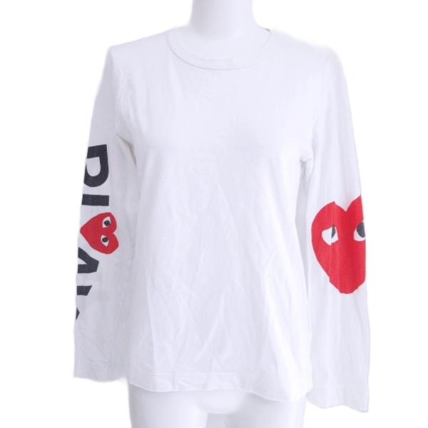 プレイコムデギャルソン PLAY COMME des GARCONS ハート ロゴ プリント Tシャツ カットソー クルーネック 長袖 AD2018 L 白 IBO90 【ブランド】プレイコムデギャルソン PLAY COMME des GA...