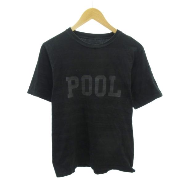 the POOL aoyama ザプールアオヤマ Tシャツ ロゴプリント シャドーボーダー 半袖 S 黒 ブラック 0220 ■IBO90 メンズ【表記サイズ】S【実寸サイズ】肩幅：約44cm　身幅：約50cm　着丈：約68cm　袖丈：約2...