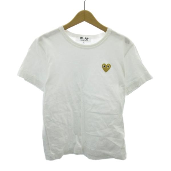 プレイコムデギャルソン PLAY COMME des GARCONS 2018AW Tシャツ ハート ゴールドロゴ 刺繍 半袖 L 白 ホワイト ■IBO90 レディース【ブランド】プレイコムデギャルソン PLAY COMME des GA...