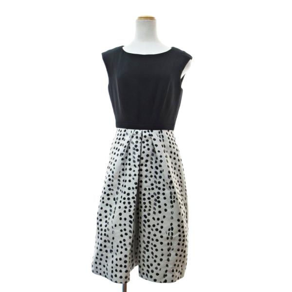 マックスマーラステュディオ Max Mara Studio 美品 ワンピース 膝丈 ノースリーブ ドット柄 切替 38 白 黒 0226 レディース【ブランド】マックスマーラステュディオ Max Mara Studio【表記サイズ】38【実...