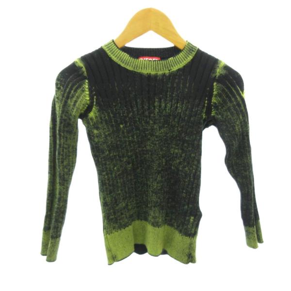 ディーゼル DIESEL 美品 ニット セーター Dロゴ 刺繍 総柄 長袖 120 緑 黒 グリーン ブラック 0303 IBO92 キッズ【ブランド】ディーゼル DIESEL【表記サイズ】120【実寸サイズ】肩幅：約32cm　身幅：約38...