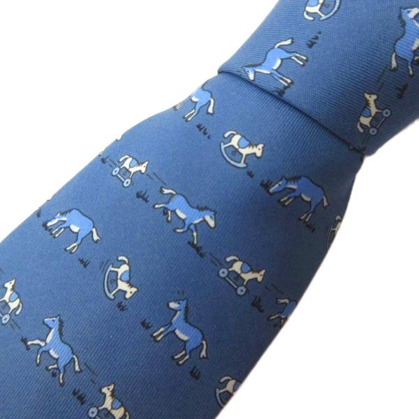 エルメス HERMES ネクタイ レギュラータイ 馬柄 絹 シルク 青 ブルー 0316 IBO92 レディース【ブランド】エルメス HERMES【表記サイズ】--【実寸サイズ】剣先 約9cm　【素材】絹100%【色】青 ブルー【仕様】--...