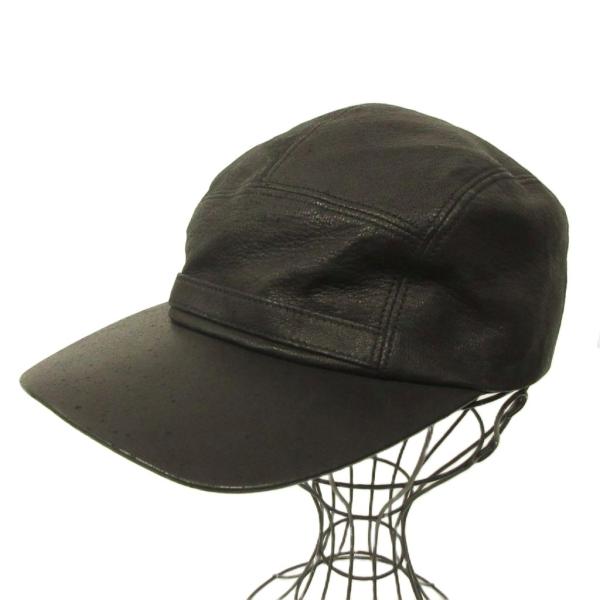 未使用品 オールドジョー OLDJOE 24AW PATINA DEERSKIN FRONT BELTED WORK CAP レザーキャップ 黒 ブラック ■BL4 メンズ【ブランド】オールドジョー OLDJOE【表記サイズ】7 1/4【実...