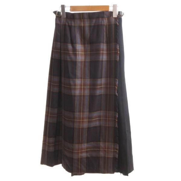 オニール オブ ダブリン O'NEIL OF DUBLIN 美品 プリーツラップスカート チェック ウエストベルト ロング丈 42 黒 ブラック /SJ【ブランド】オニール オブ ダブリン O'NEIL OF DUBLIN【表記サイズ】42...
