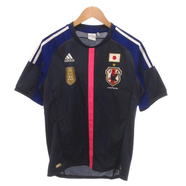 アディダス adidas 美品 2012-2013 なでしこジャパン ユニフォーム M 青 ブルー 半袖 縦ライン エンブレム付き /SJ レディース【ブランド】アディダス adidas【表記サイズ】M【実寸サイズ】身幅：49cm　着丈：7...