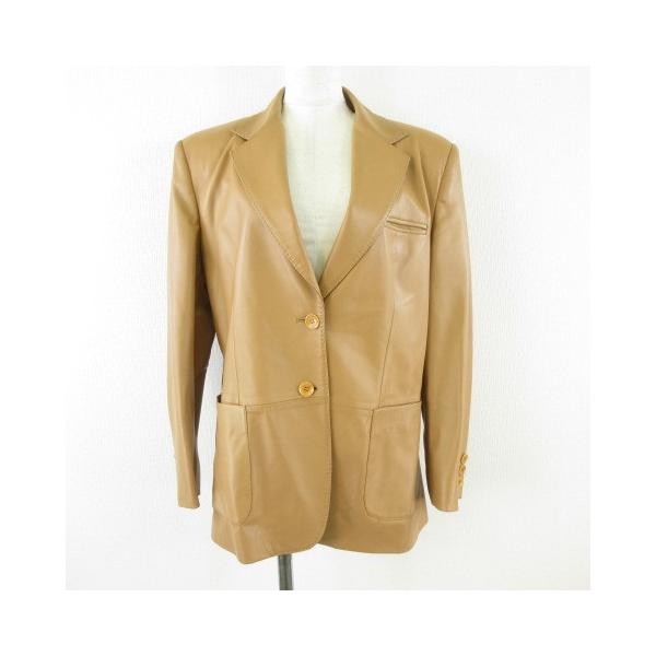 ロザルババレンチーニ Rosalba Valentini テーラードジャケット 長袖 本革 レザー 茶 46 *T42 レディース【表記サイズ】46（日本サイズL相当）【実寸サイズ】肩幅：40cm　身幅：44cm　袖丈：53cm　着丈：66...