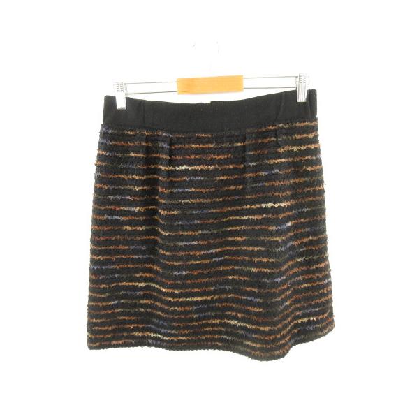 コラージュ ガリャルダガランテ COLLAGE GALLARDAGALANTE ニットスカート ミニ 台形 ボーダー 黒 茶 1 *E377 レディース【ブランド】コラージュ ガリャルダガランテ COLLAGE GALLARDAGALANT...