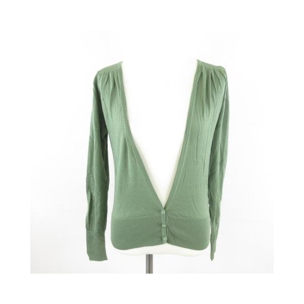 アンドゥミ 1/2 Un-Demi MIHOKO SAITO カーディガン ニット 長袖 カーキ 緑 F *E461 レディース【表記サイズ】F【実寸サイズ】肩幅：37cm　身幅：46cm　着丈：50cm　袖丈：59cm　　【素材】毛100...