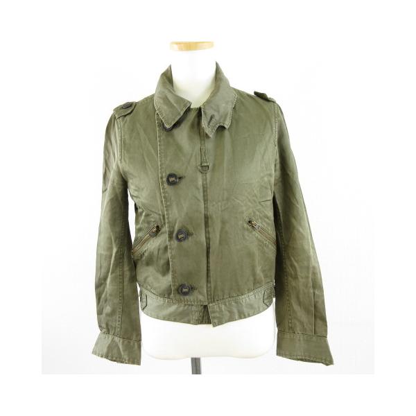REPUBLICA DE DICO ミリタリージャケット ブルゾン ジップアップ 長袖 カーキ 緑 36 *A553 レディース【表記サイズ】36（日本サイズS相当）【実寸サイズ】肩幅：36cm　身幅：42cm　袖丈：56cm　着丈：49c...