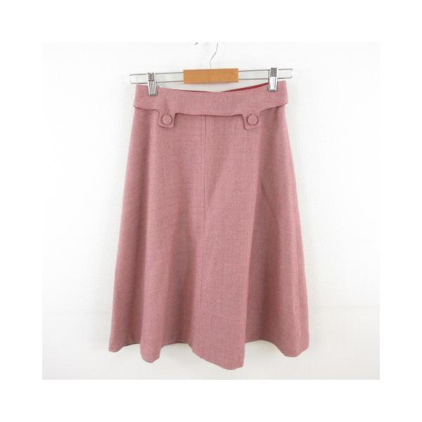 ヘスティアブランミュー Hestia blan miu ミモレ丈スカート 膝丈 フレア ツイード ピンク 38 *E639 レディース【表記サイズ】38日本サイズM相当【実寸サイズ】ウエスト：66cm　ヒップ：100cm　スカート丈：66c...