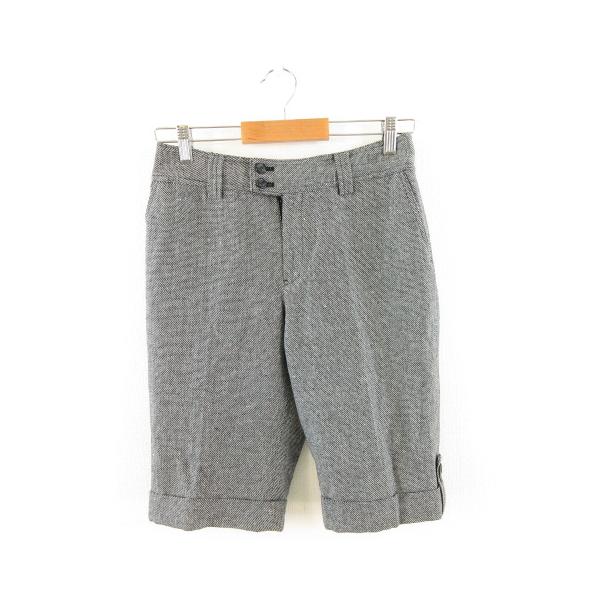 キャプリ Caprine ショートパンツ ハーフ ツイード 黒 白 64 *A779  レディース【表記サイズ】64-89（日本サイズM相当）【実寸サイズ】ウエスト：68cm　もも幅：25cm　裾幅：22cm　股上：24cm　股下：30cm...