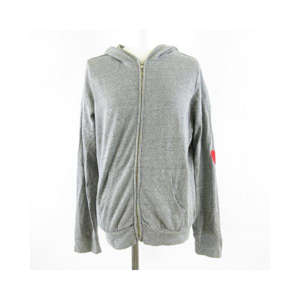 MONROW パーカー 長袖 ジップアップ グレー M *T483 レディース【表記サイズ】M【実寸サイズ】肩幅：38cm　身幅：50cm　袖丈：63cm　着丈：57cm　　【素材】ポリエステル50% 綿25% レーヨン25%【色】グレー【...