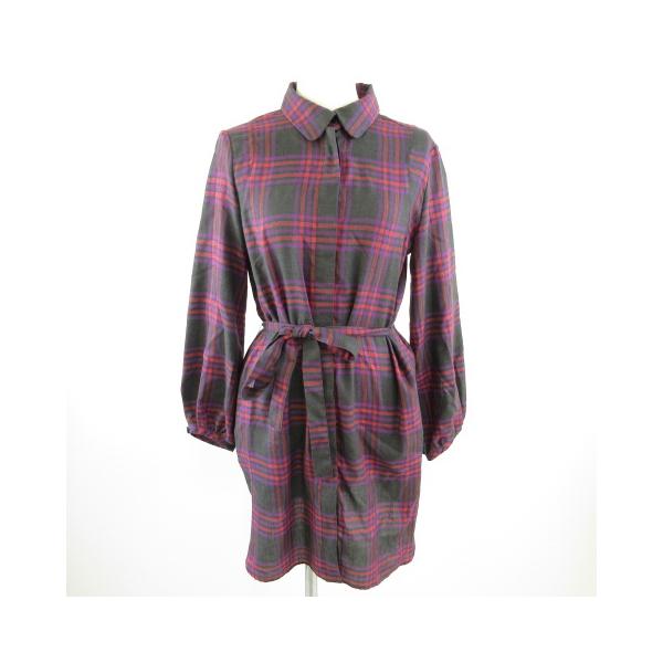 クルーンアソング CROON A SONG シャツワンピース 長袖 ミニ チェック グレー 紫 1 *T753 レディース【ブランド】クルーンアソング CROON A SONG【表記サイズ】1日本サイズS相当【実寸サイズ】肩幅：37cm　身...