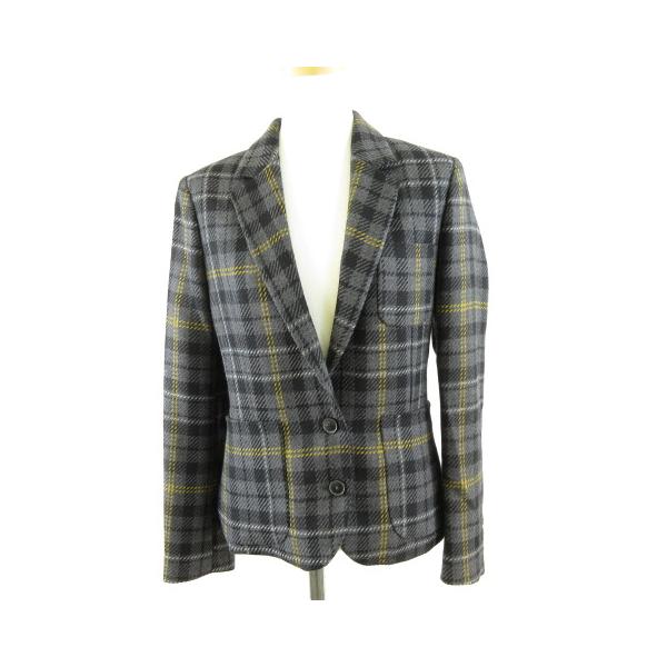 マウログリフォーニ MAURO GRIFONI テーラードジャケット 長袖 チェック グレー 黒 40 *A844 レディース【ブランド】マウログリフォーニ MAURO GRIFONI【表記サイズ】40（日本サイズM〜L相当）【実寸サイズ】...