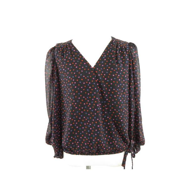 バナナリパブリック BANANA REPUBLIC カットソー ブラウス カシュクール 長袖 ハート柄 黒 ピンク S *A516 レディース【ブランド】バナナリパブリック BANANA REPUBLIC【表記サイズ】S【実寸サイズ】肩幅：...