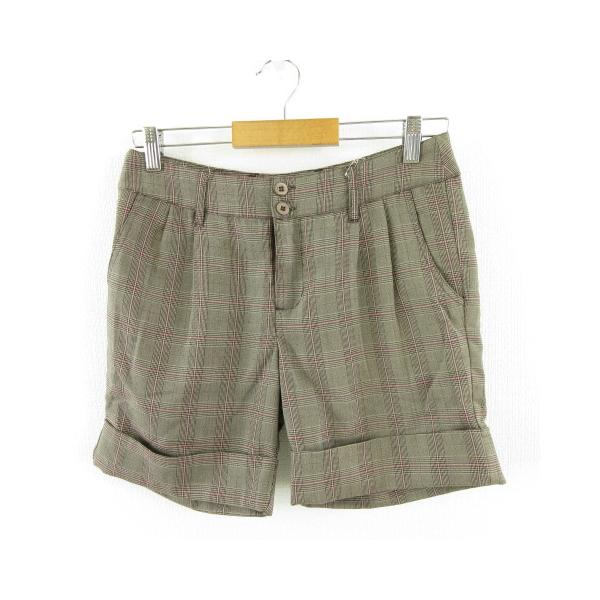 未使用品 エスジェイフェリー S.J.FERRY ショートパンツ グレンチェック ストレッチ 茶 黒 40 *A569 レディース【表記サイズ】40（日本サイズL相当）【実寸サイズ】ウエスト：72cm　もも幅：26cm　裾幅：25cm　股上...
