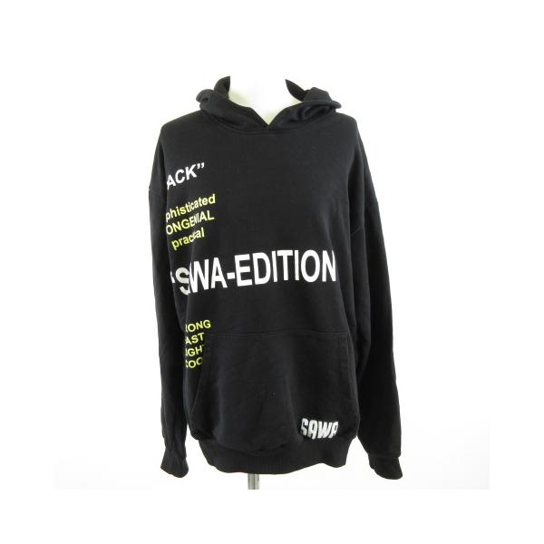 タケシクロサワ TAKESHY KUROSAWA パーカー スウェット 長袖 プリント 黒 *A271 メンズ レディース【表記サイズ】サイズ表記はございませんが、Mサイズだと思われます。【実寸サイズ】身幅：53cm　着丈：64cm　ゆき丈...