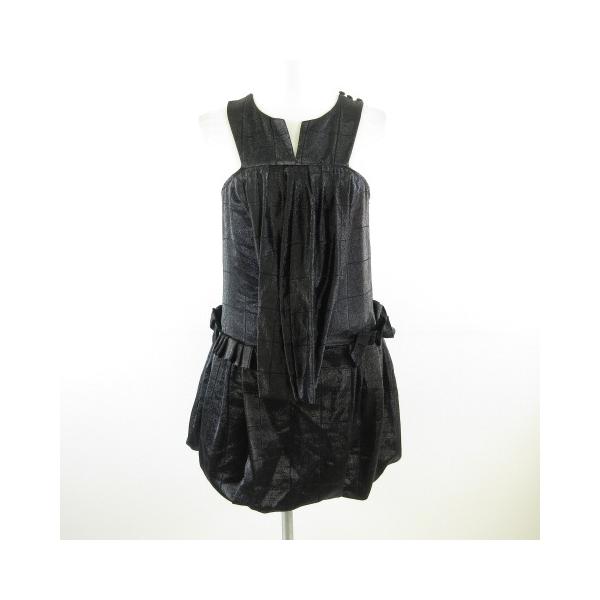 ウエファントマス OUEST FANTOMAS？ワンピース ミニ ノースリーブ チェック シルク混 黒 ラメ  38 *T690 レディース【表記サイズ】38日本サイズS相当【実寸サイズ】身幅：38cm　総丈：88cm　　【素材】絹76% ...